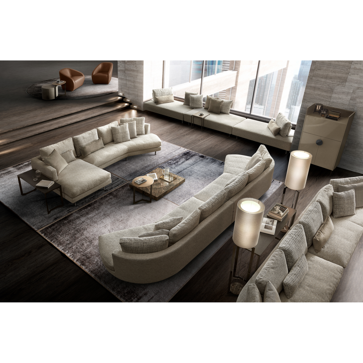 Brown Legged Modular Sofa S | Dema Easy | Italian Furniture – ITALIANFURNITURE.COM