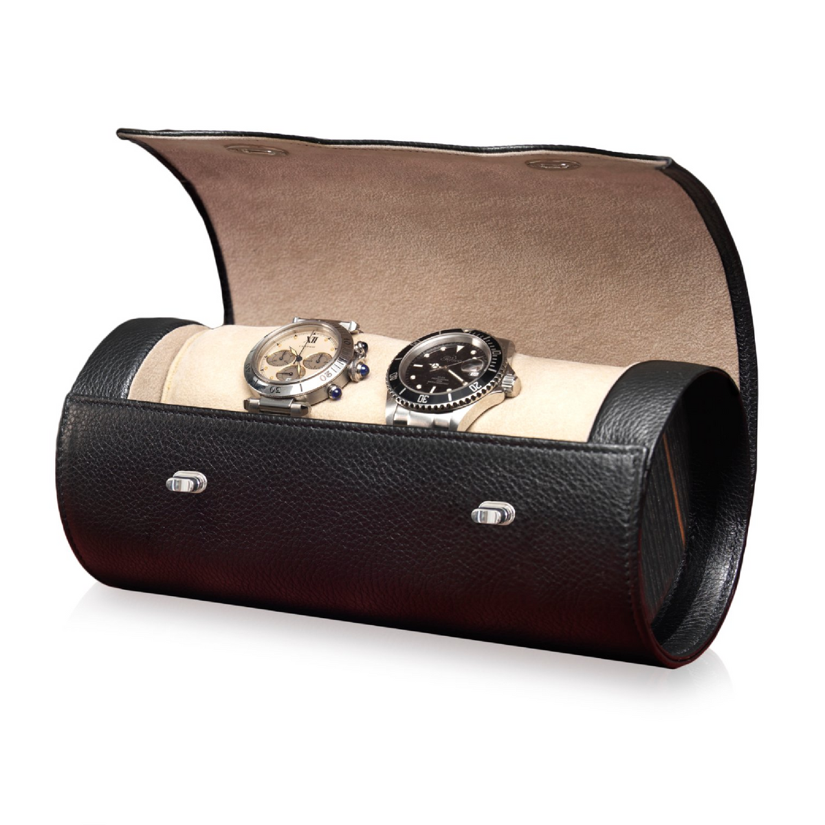 4-Watch Leather and Wood Luxury Travel Roll | Agresti Rollo Delle Ore ...